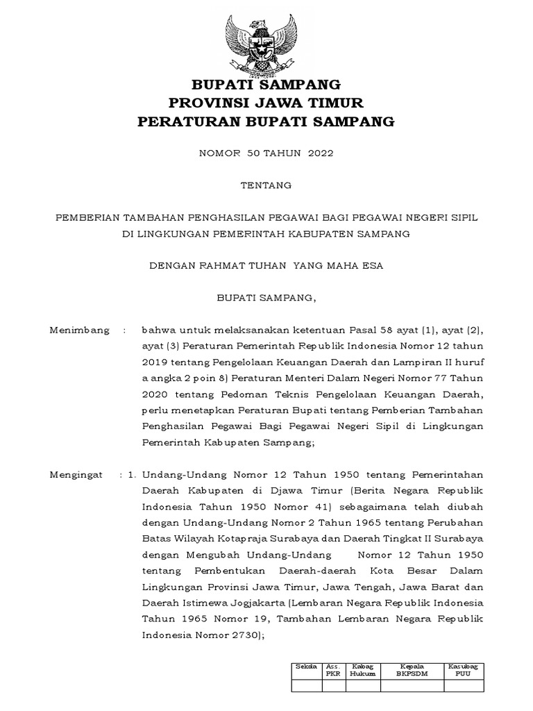III. F. Perbup Nomor 50 Tahun 2022 Tentang TPP | PDF