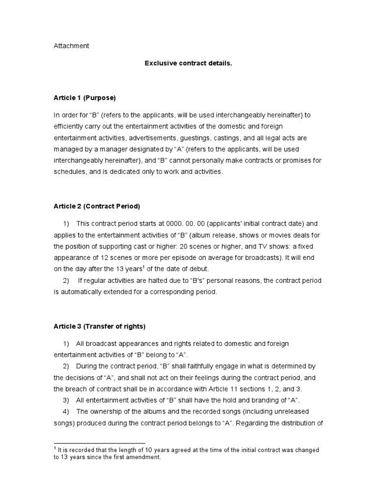 Attachment - TVXQ X SM Contract | PDF | Expense | Royalty Payment