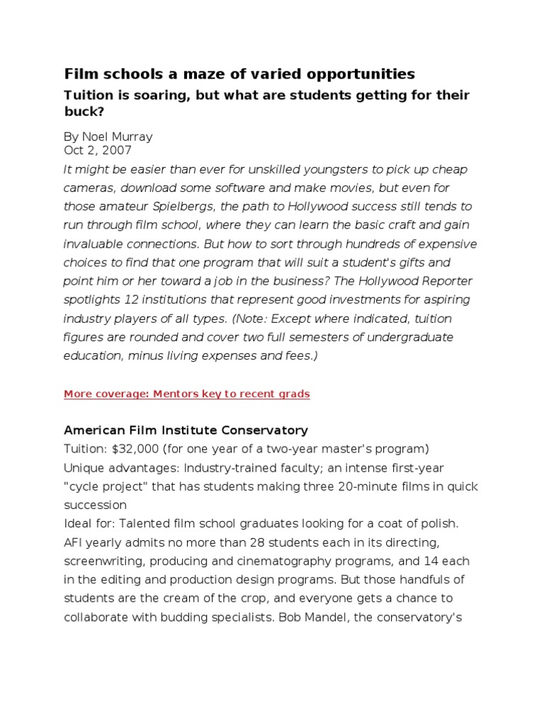 Top Film Schools and Their Unique Offerings | PDF | New York University ...