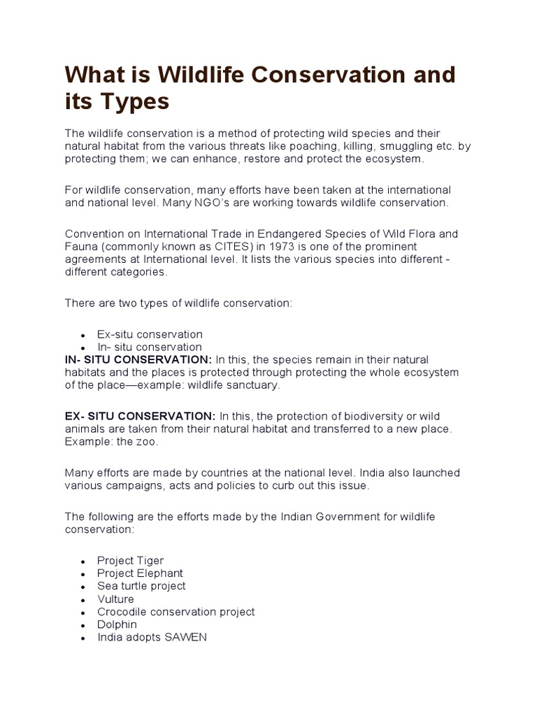 What Is Wildlife Conservation and Its Types | PDF | Conservation ...