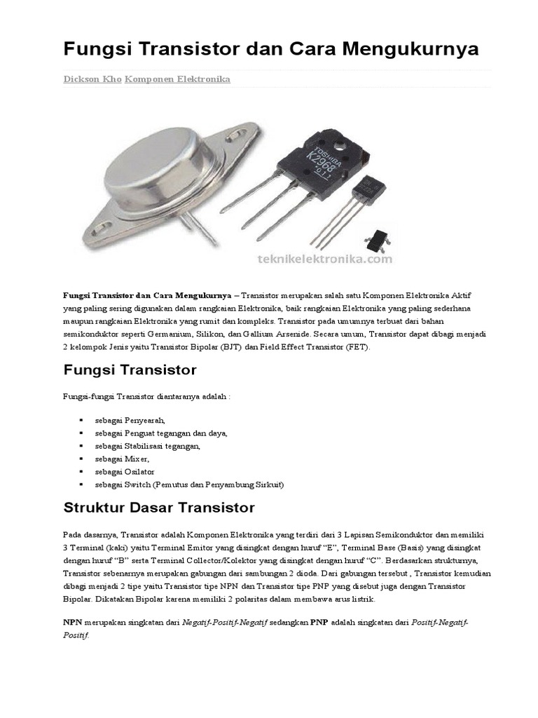 Fungsi Transistor Dan Cara Mengukurnya | PDF | Sains & Matematika