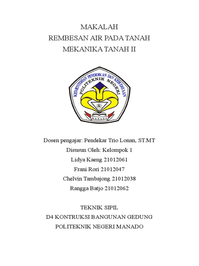 Rembesan Air Pada Tanah, Kelompok 1. | PDF