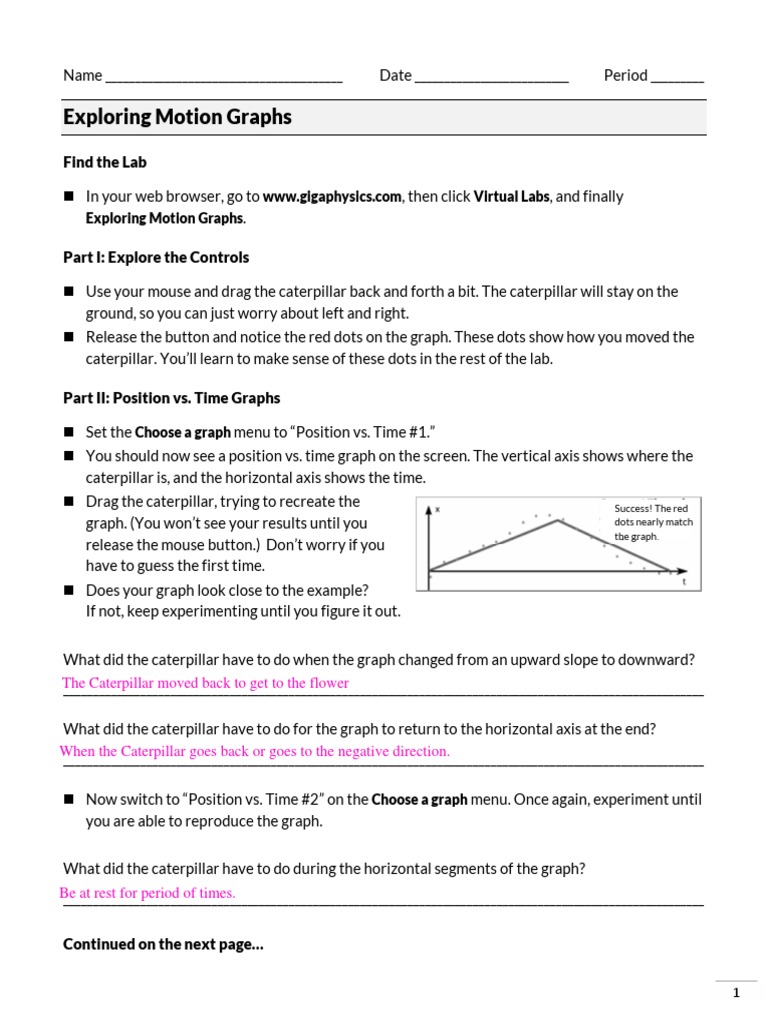 Ava Bagley - Exploring - Motion - Graphs | PDF | Velocity | Cartesian ...