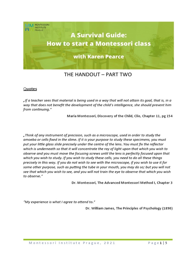 Handout - 2 - How To Start A Montessori Class | PDF | Attention ...