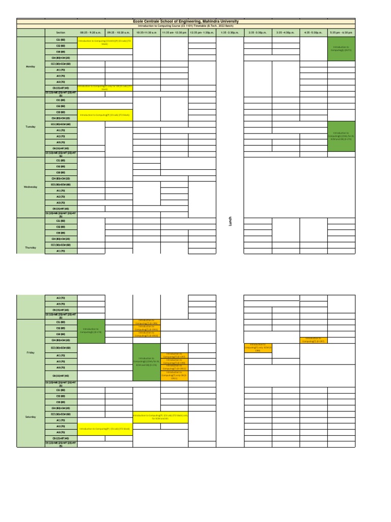 ITC Course Timetable | PDF