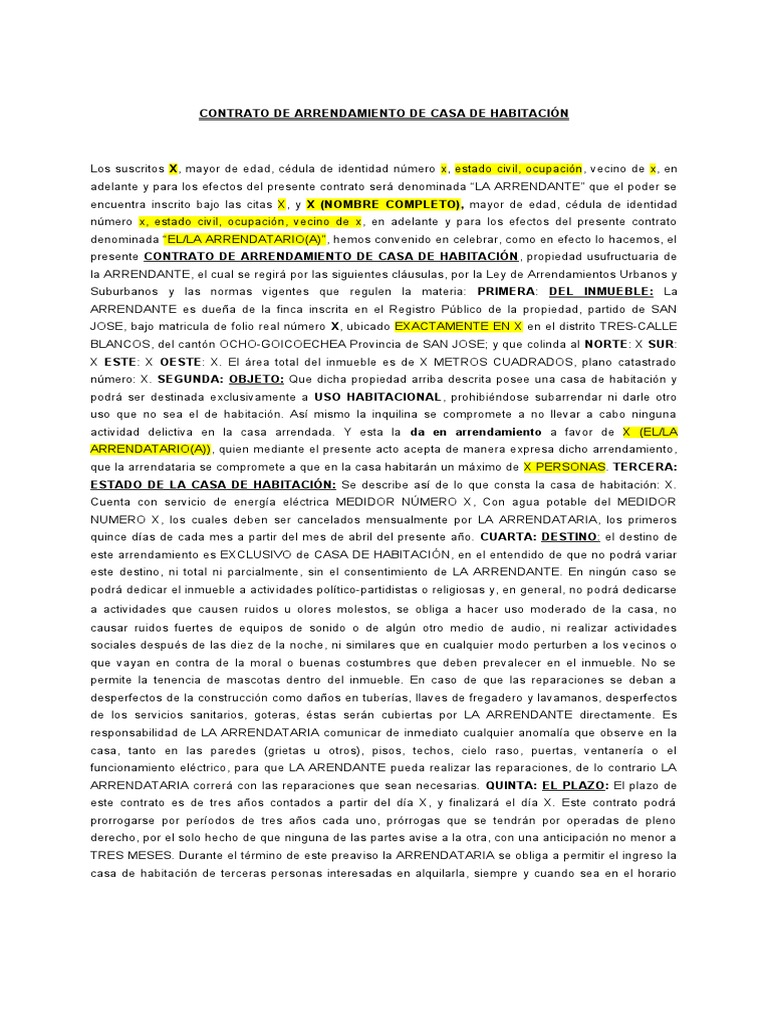 Machote Contrato Alquiler Casa | PDF | Desalojo | Justicia