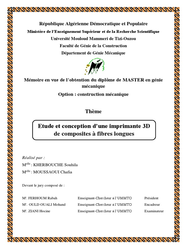 Kherbouche Souhila, Moussaoui Chafia | PDF | Impression 3D | Imprimante ...