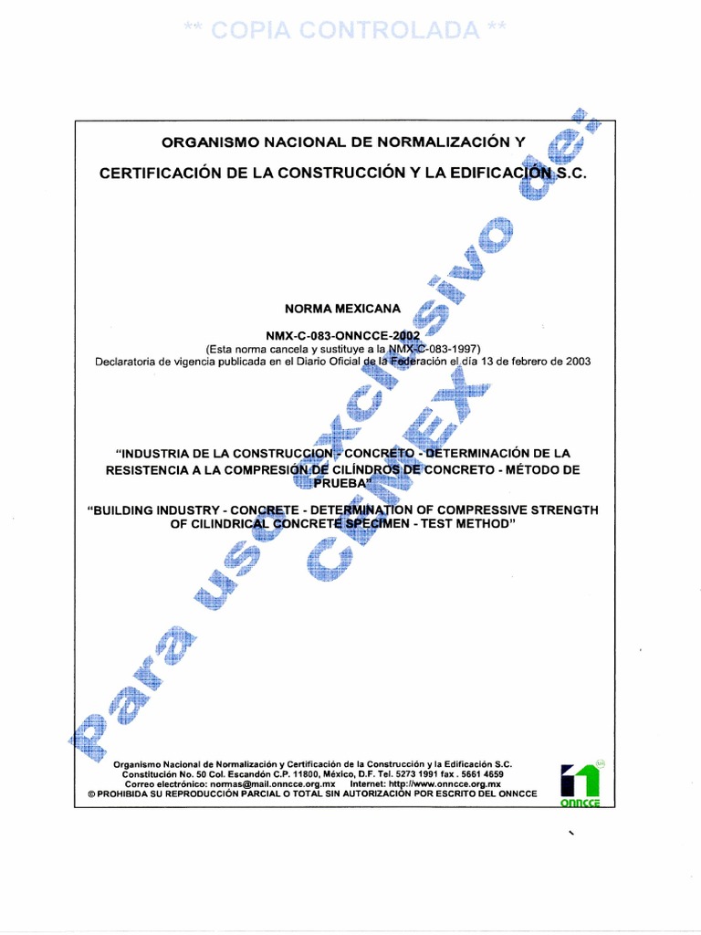 NMX C 083 Onnccee 2002 CC | PDF