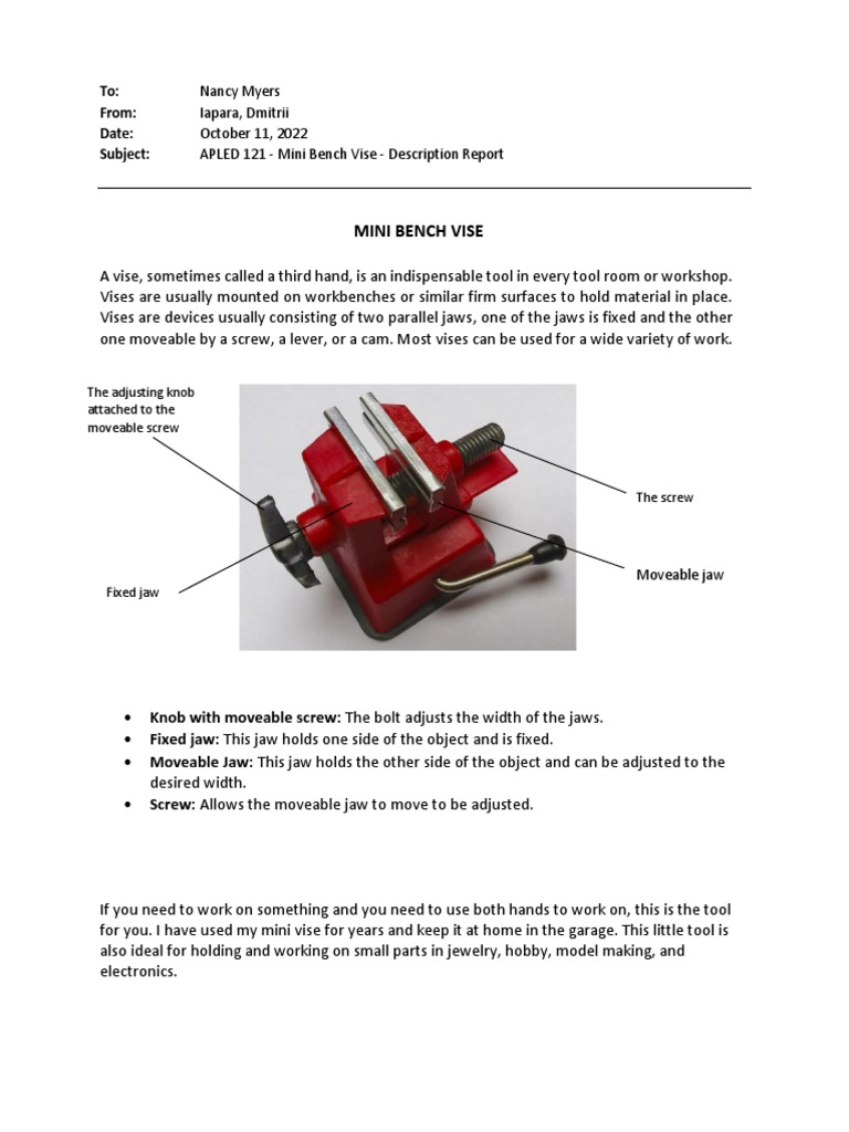 Mini Bench Vise | PDF | Home & Garden