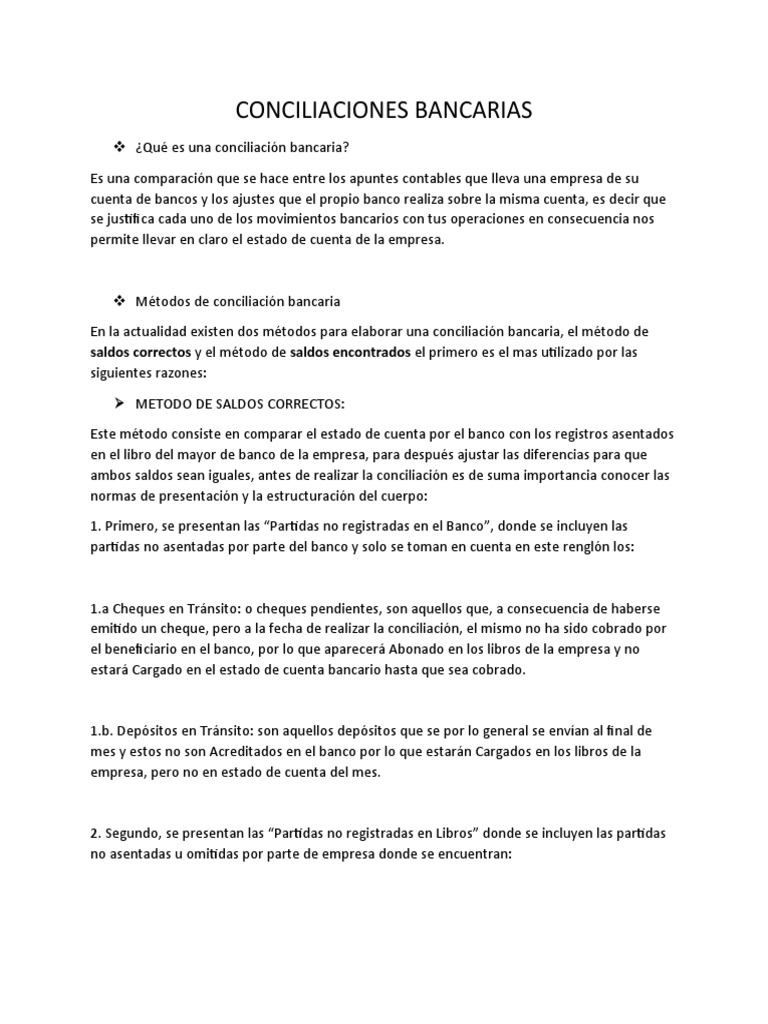 Conciliaciones Bancarias Saldos Correctos | PDF | Bancos | Cheque