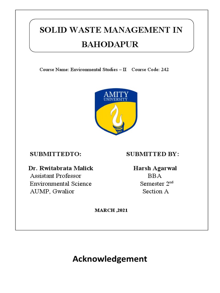 EVS Project | PDF | Waste Management | Municipal Solid Waste