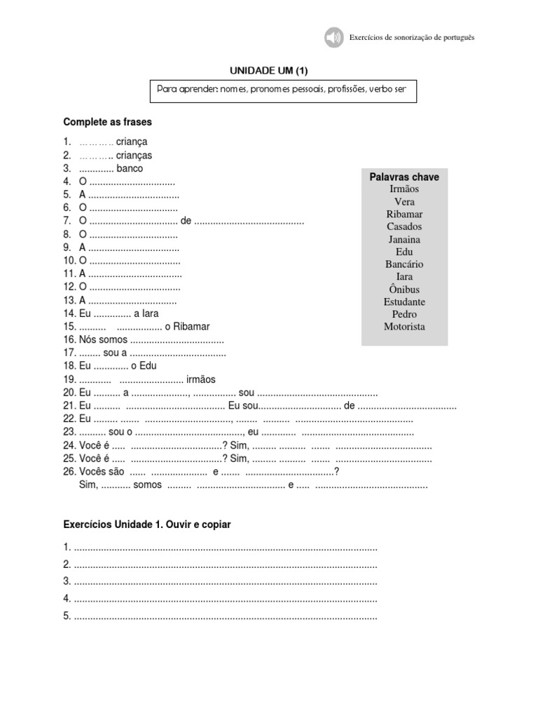 Exerc ¡Cio de Sonoriza º Úo Unidade 1.pd | PDF
