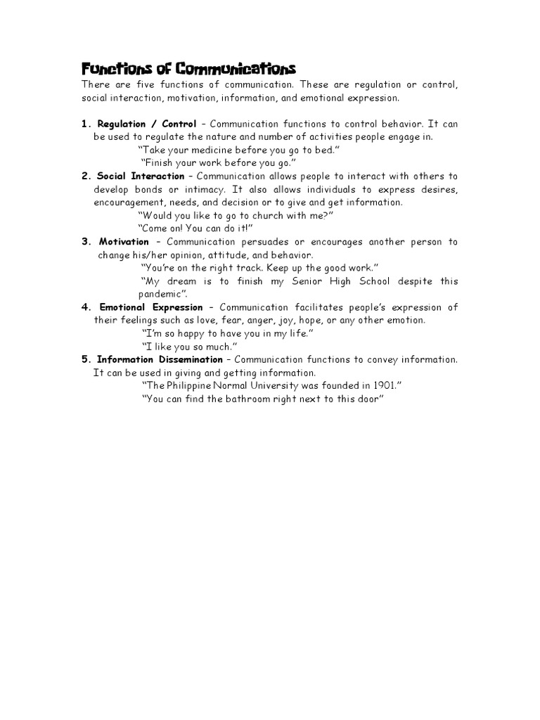 Functions of Communications | PDF