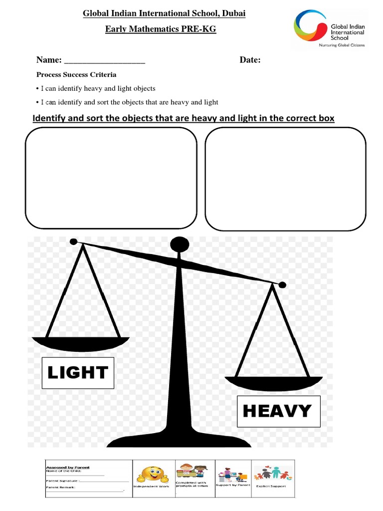 Heavy and Light Worksheet Day 1 | PDF