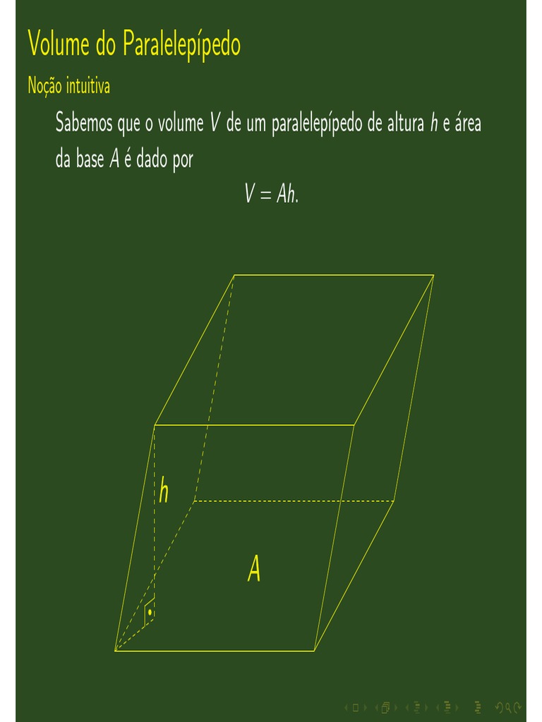 Volume Do Paralelepípedo Lista 1 | PDF | Espaço vetorial | Geometria