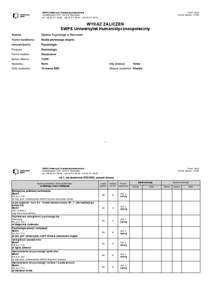 List of Grades | PDF