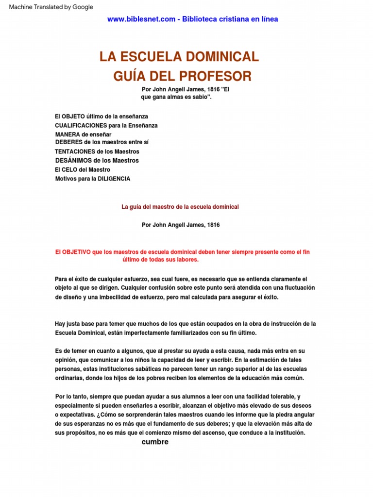 John Angell James The Sunday School Teacher Guide | PDF | Pecado | Salvación