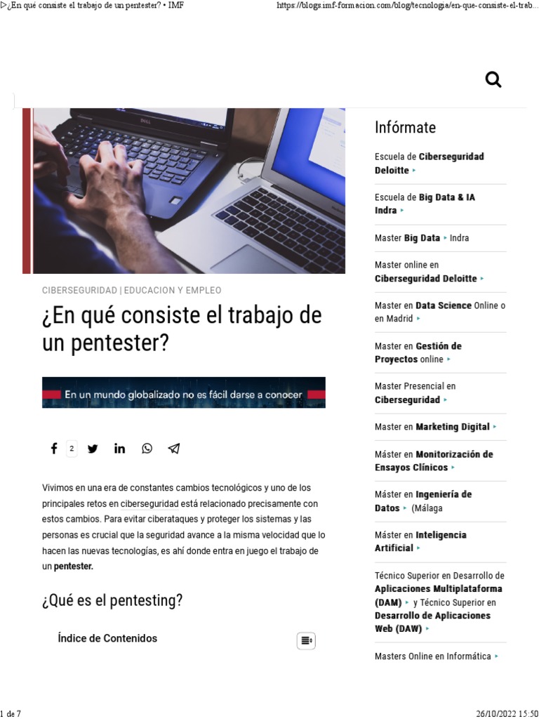 ¿En Qué Consiste El Trabajo de Un Pentester - IMF | PDF | Prueba de ...