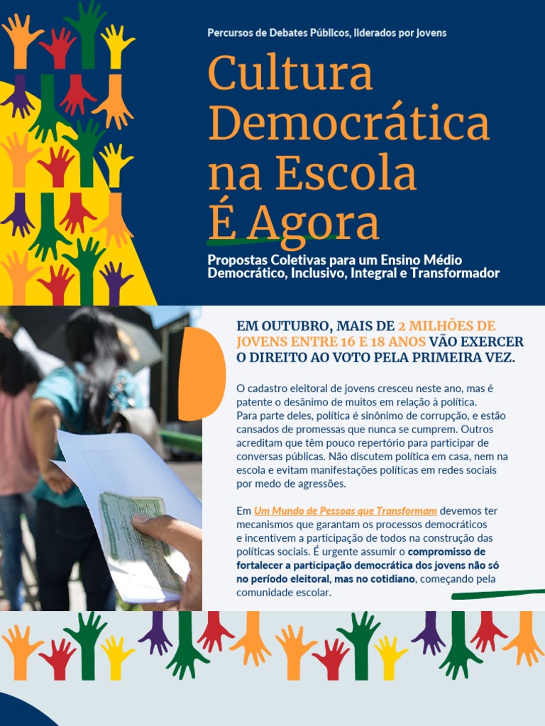 Cultura Democrática na Escola: Propostas Jovens | PDF | Democracia ...