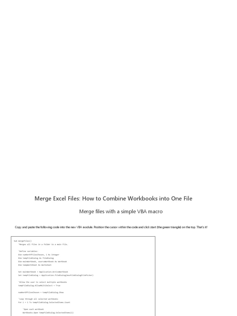 Merge Excel Files Pdf Teaching Methods And Materials Computers