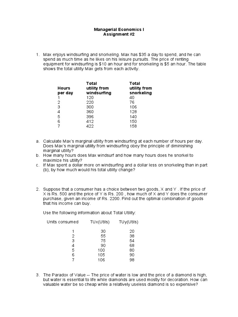Economics Assignment 2 | PDF | Elasticity (Economics) | Utility