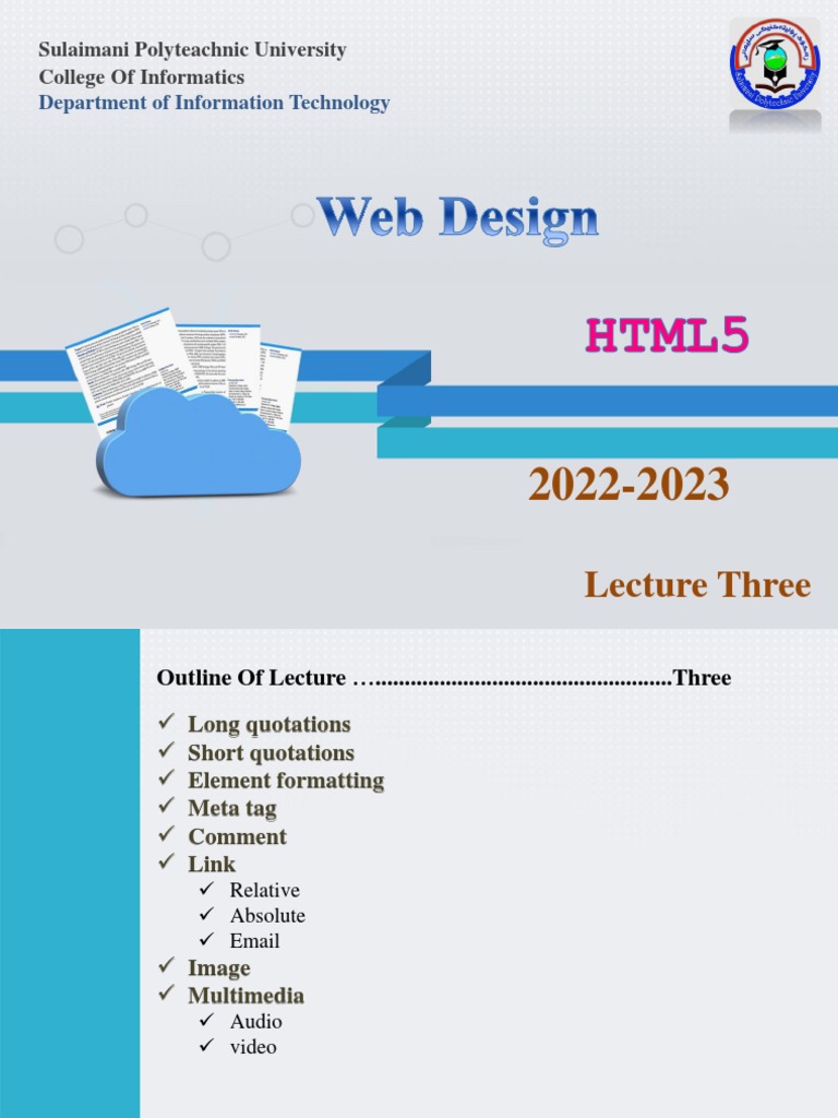 Sulaimani Polyteachnic University College Of Informatics Department of Information Technology ...