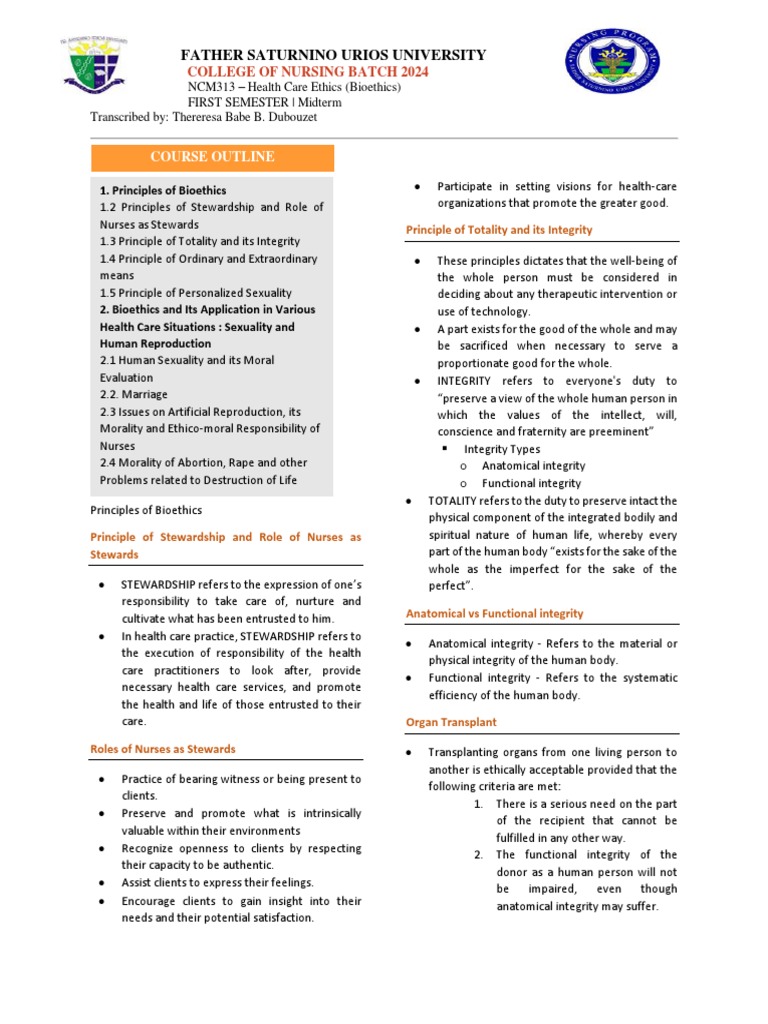 Principles-of-Bioethics Midterm Notes | PDF | Utilitarianism ...