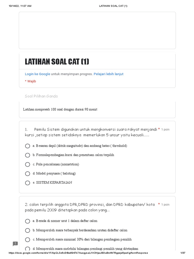 Latihan Soal Cat | PDF