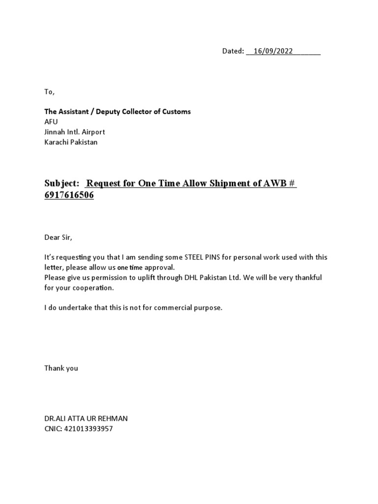 One Time Allow Letter Medicine | PDF | Technology & Engineering