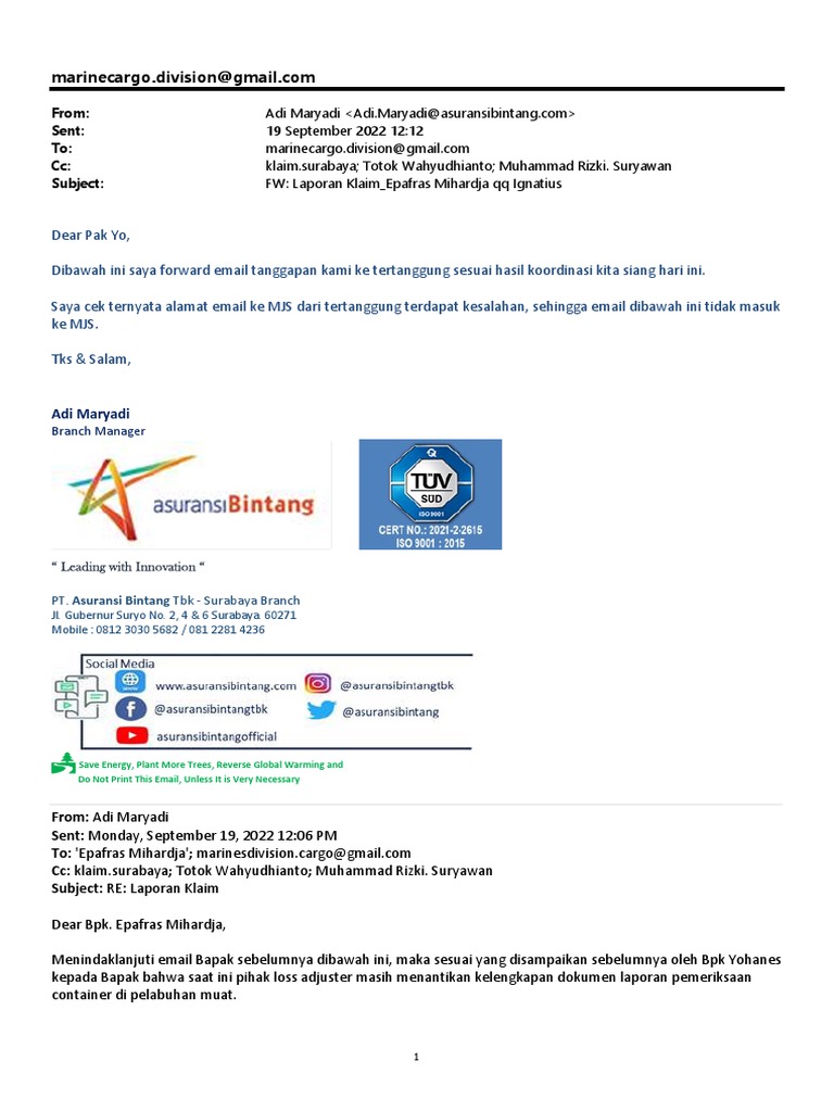 Laporan Klaim Epafras | PDF