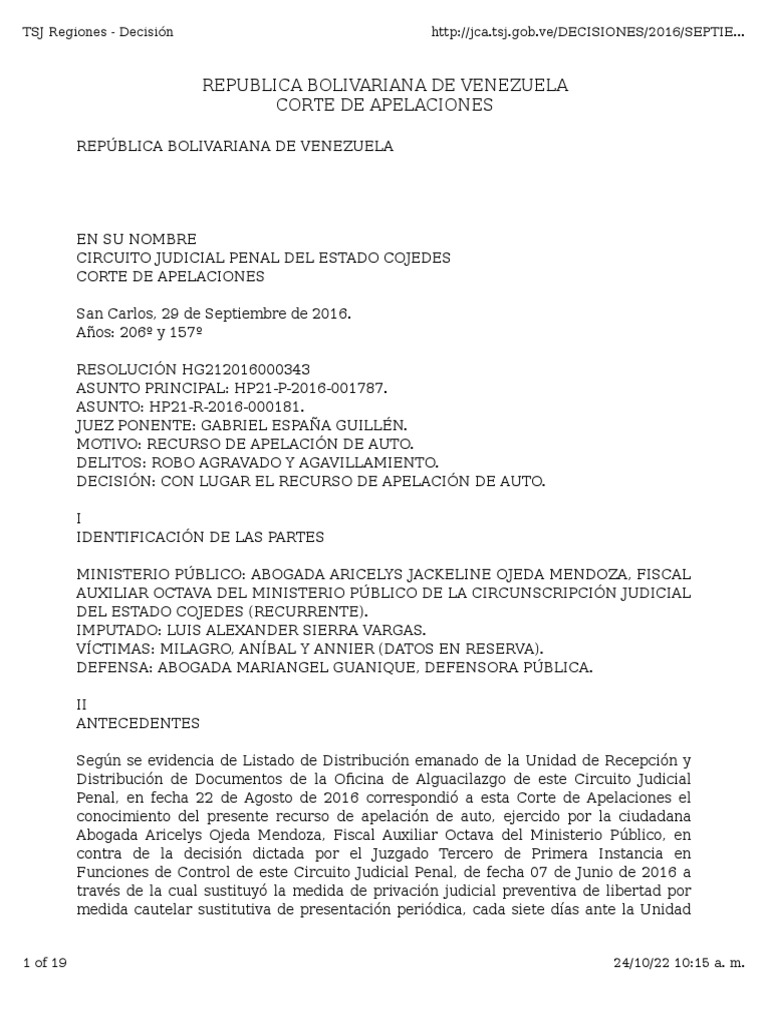 SentenciaCorte de Apelaciones | PDF | Derecho penal | Mandato