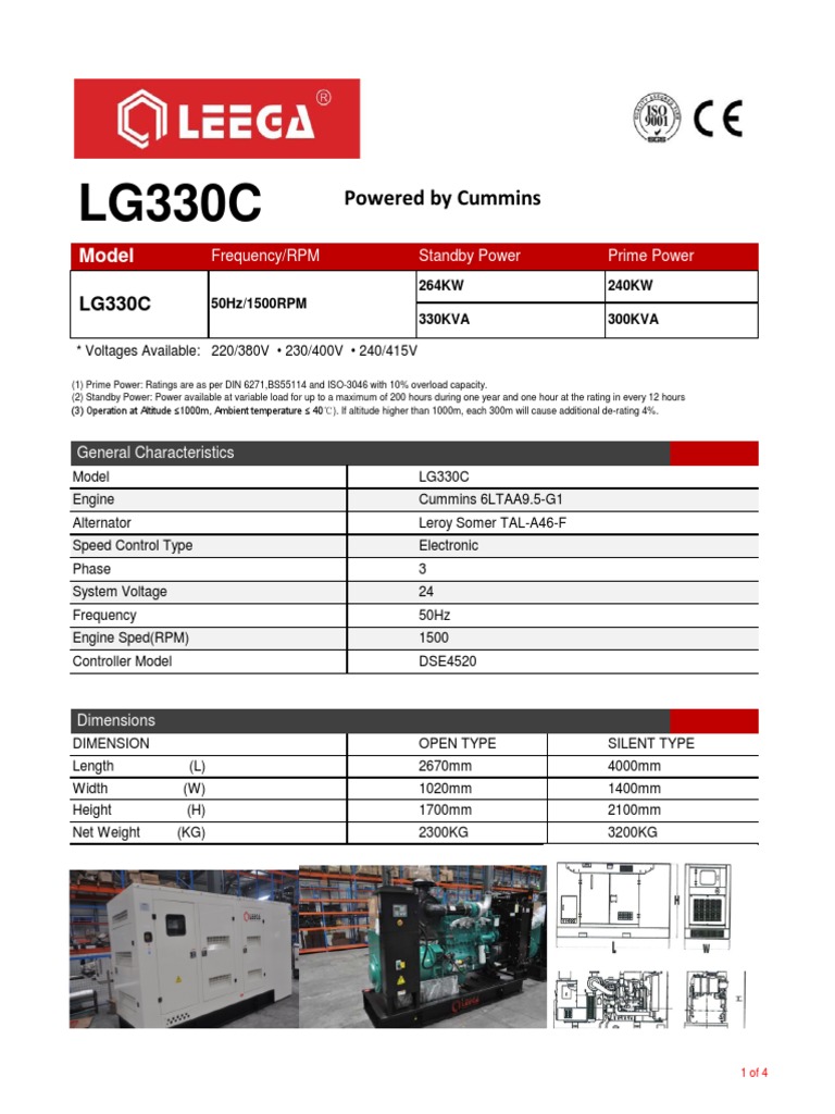 Generating Clean Power: Technical Specifications and Dimensions for a ...