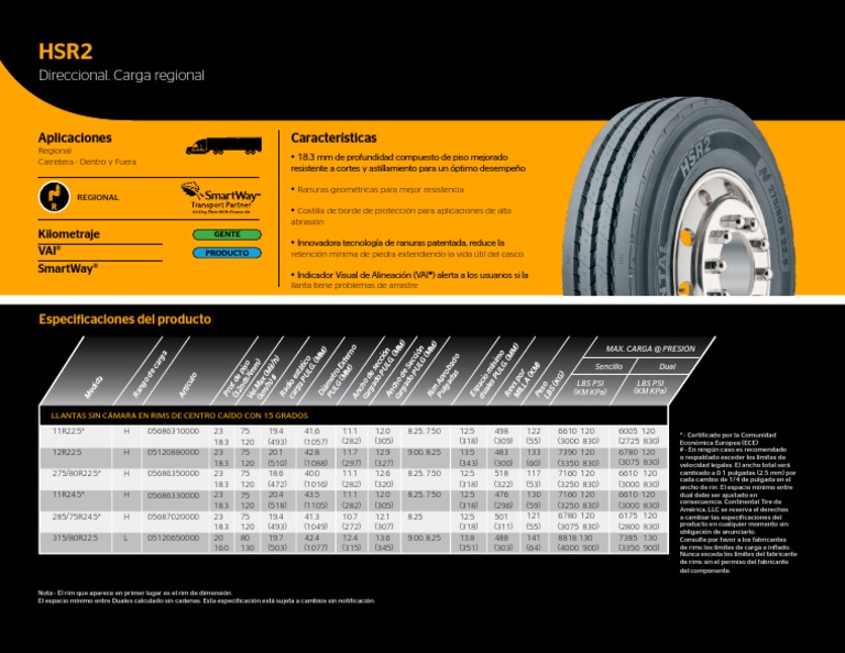 11 R 22.5 Continental Hsr2 | PDF