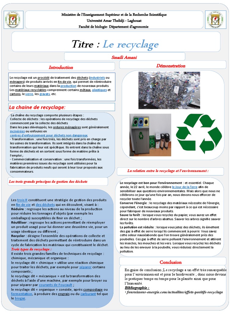 Le Recyclage | PDF | Recyclage | Gestion des déchets