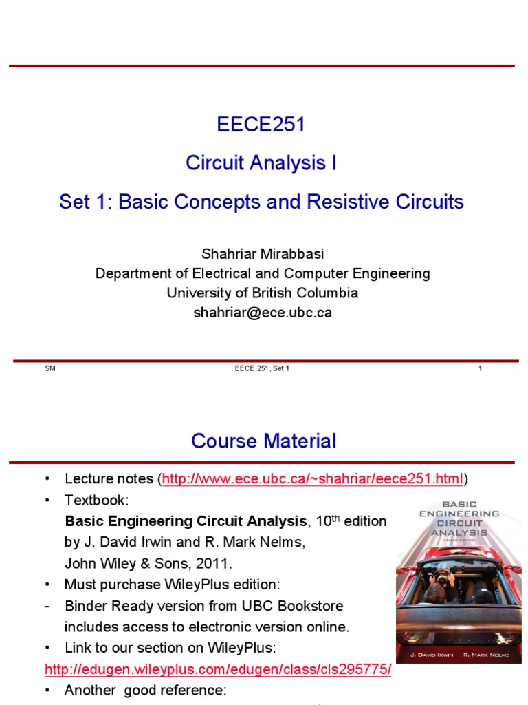 CO2037 - L01 - Basic Concepts and Resistive Circuits | PDF | Voltage | Electrical Network