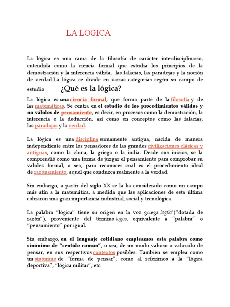 La Logica | PDF | Lógica | Pensamiento