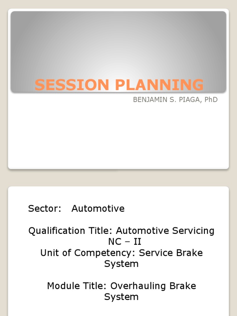 Session Planning | PDF | Brake | Learning