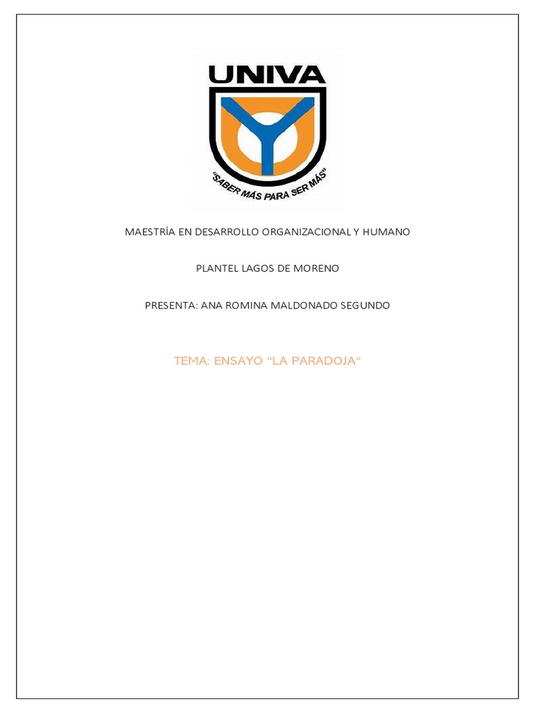 Ensayo La Paradoja | Descargar gratis PDF | Liderazgo Ensayo La Paradoja | Descargar gratis PDF | Liderazgo