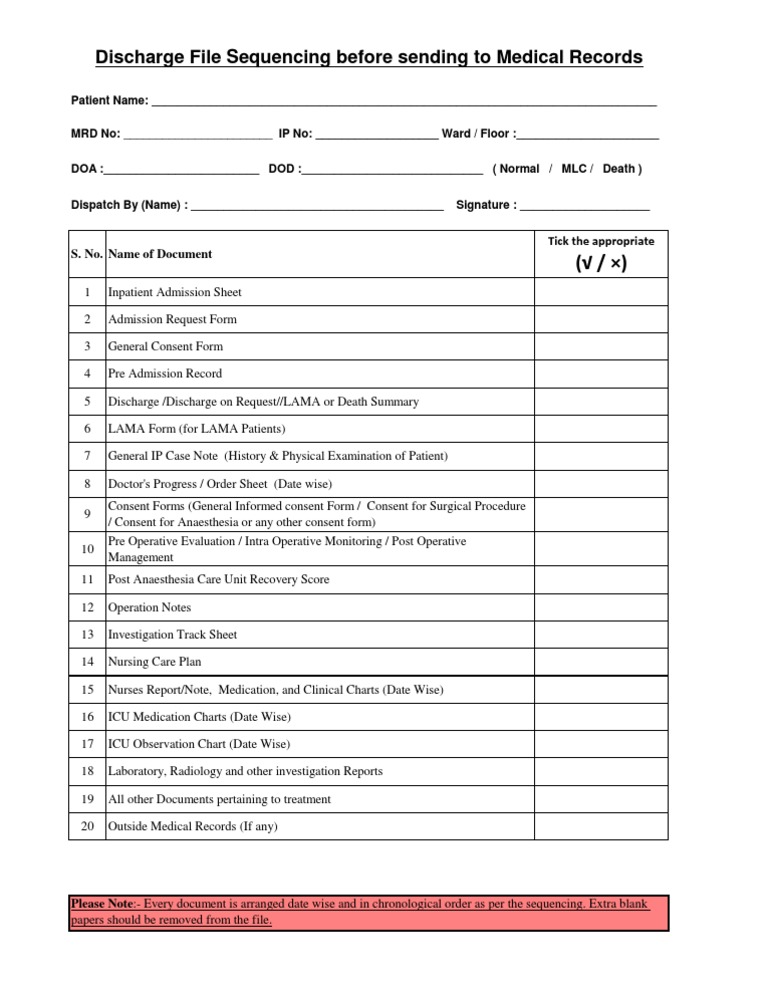Discharge File Sequencing | PDF