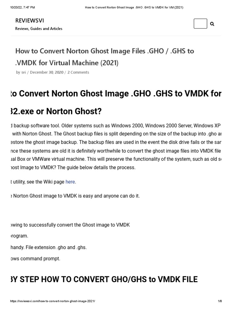 How To Convert Norton Ghost Image .GHO .GHS To VMDK For VM (2021) | PDF | Virtual Machine ...
