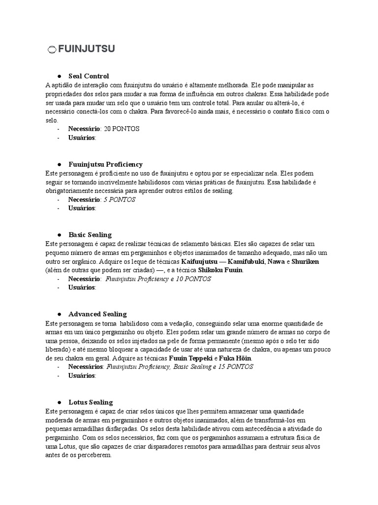 Fuinjutsu | PDF