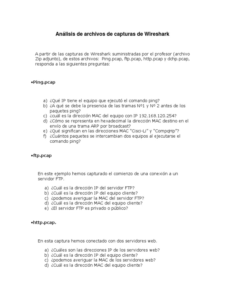TALLER No 4 EJERCICIO CON WIRESHARK | PDF