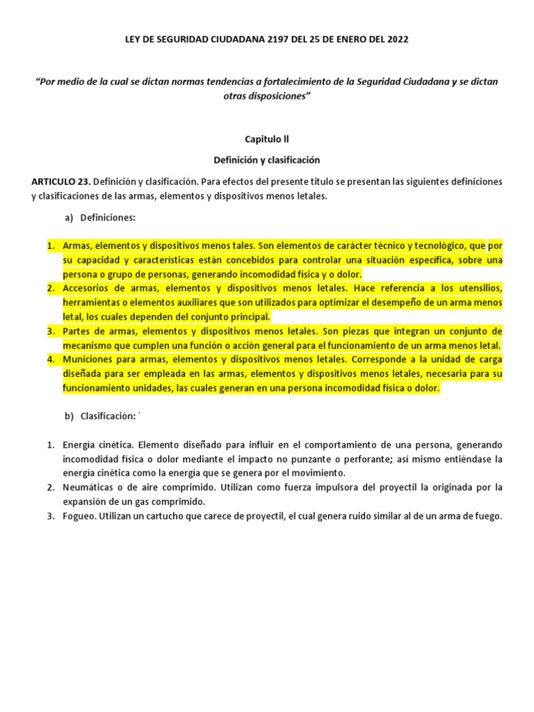 Ley De Seguridad Ciudadana Y Codigo De Policia Actualizado Ley 2197