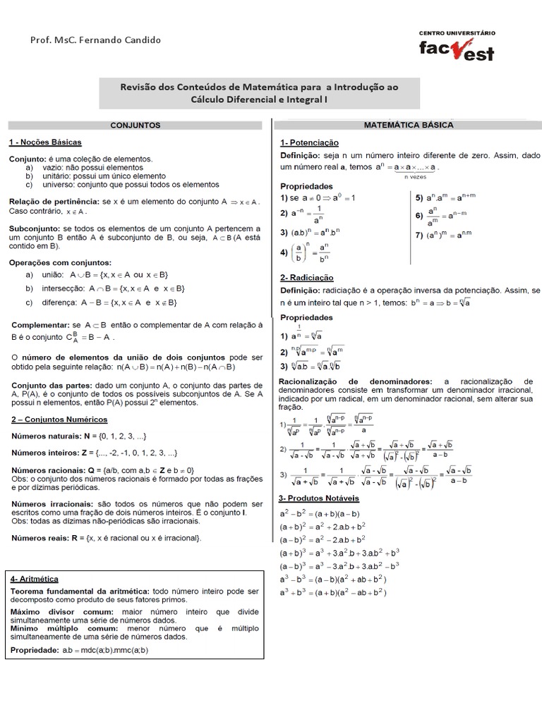 Exercícios Mat Básica | PDF | Matemática | Analise matemática