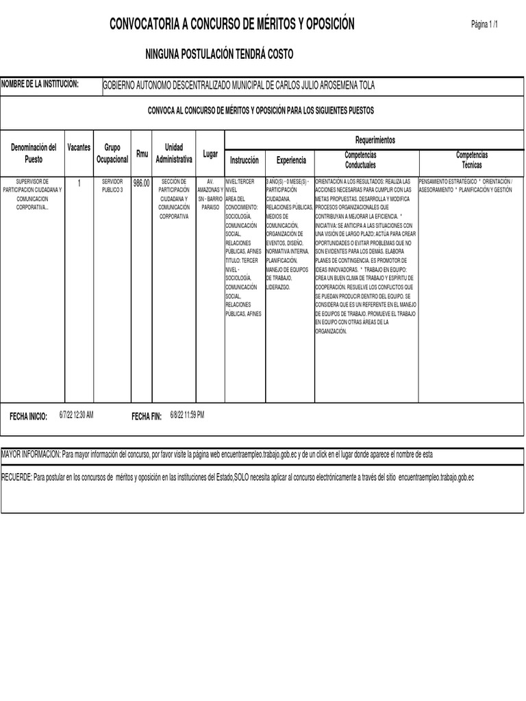 BasesDelConcurso 766 | PDF | Planificación