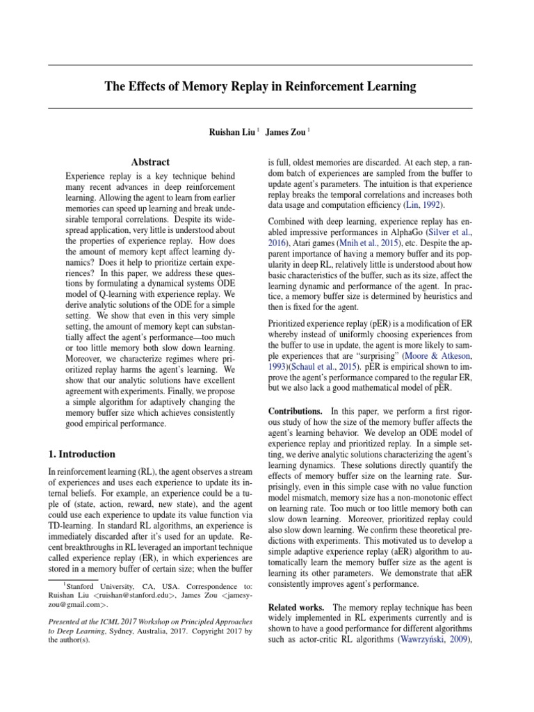 The Effects of Memory Replay in Reinforcement Learning | PDF | Memory ...