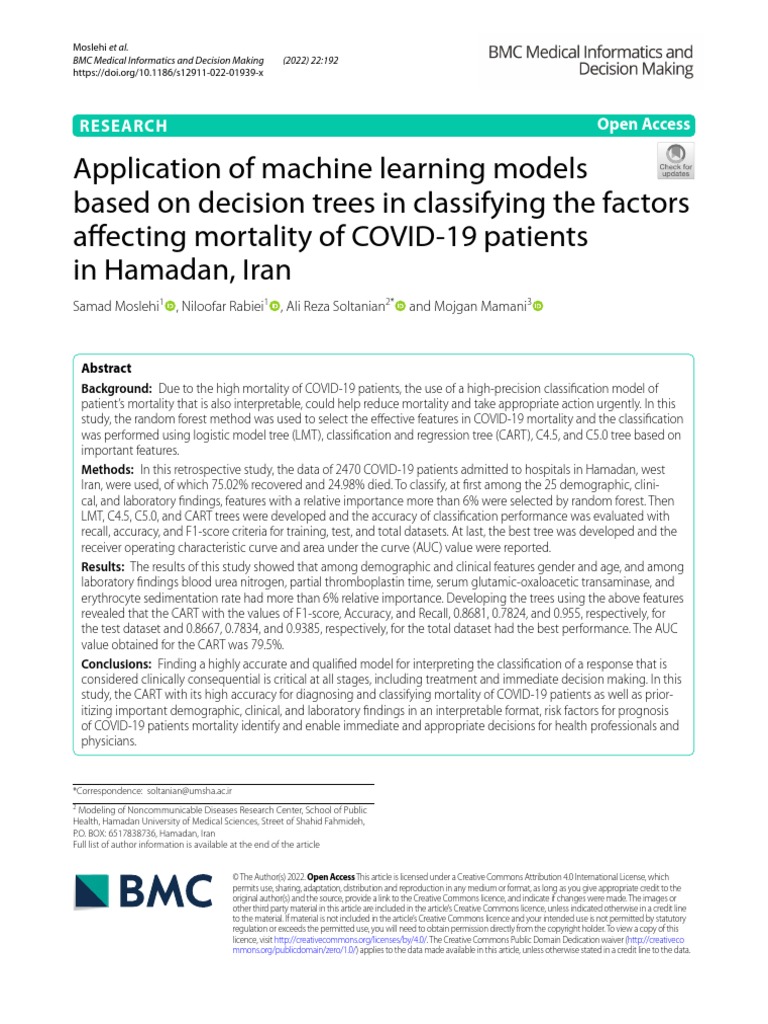 Application of Machine Learning Models Based On Decision Trees in Classifying The Factors ...