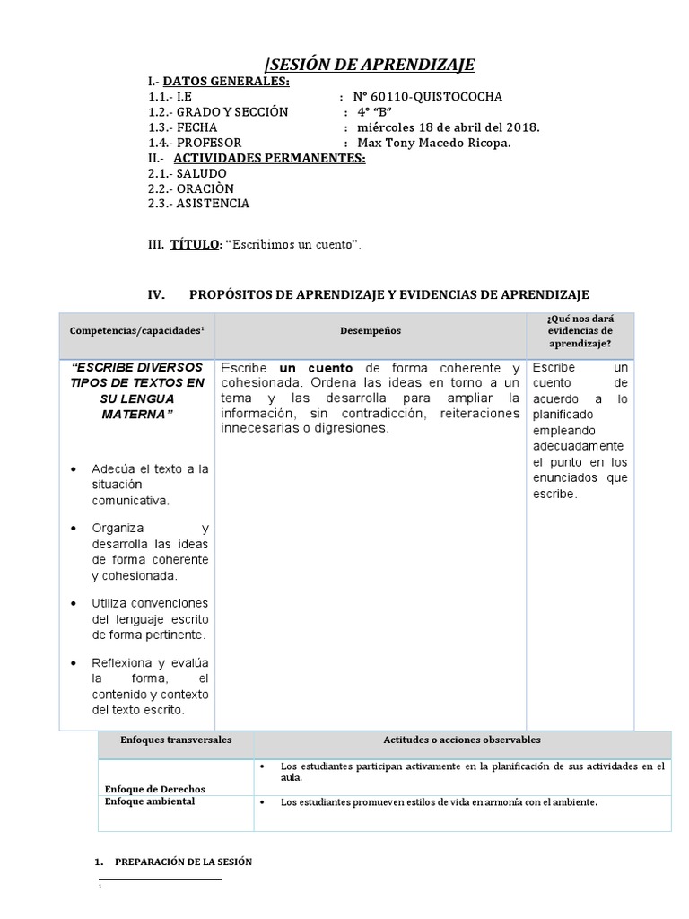 SESIÓN 16-Escribimos Un Cuento | PDF | Aprendizaje | Cognición