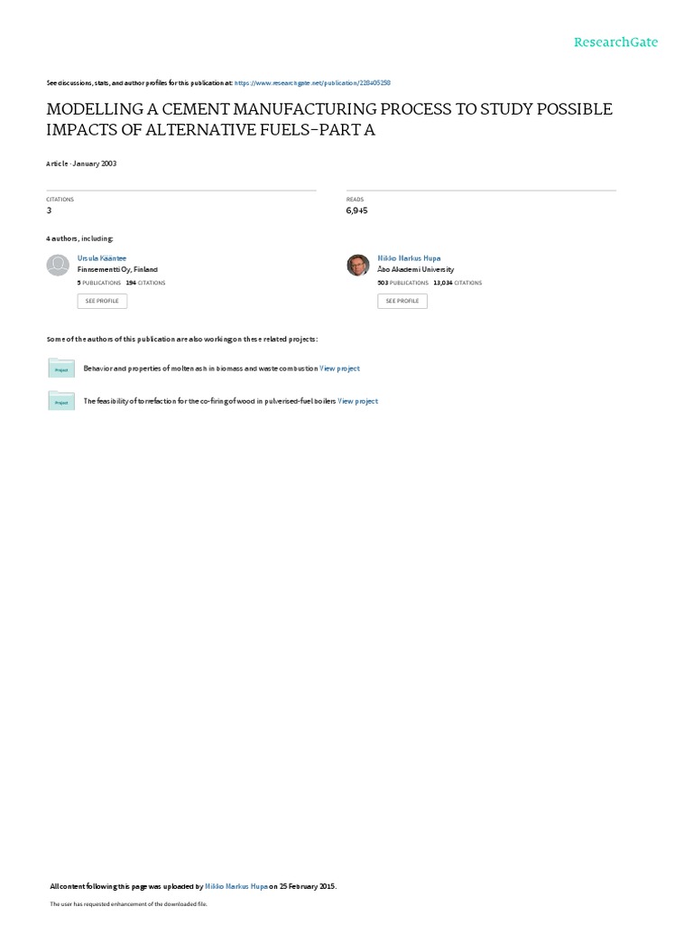 Modelling A Cement Manufacturing Process To Study | PDF | Cement ...