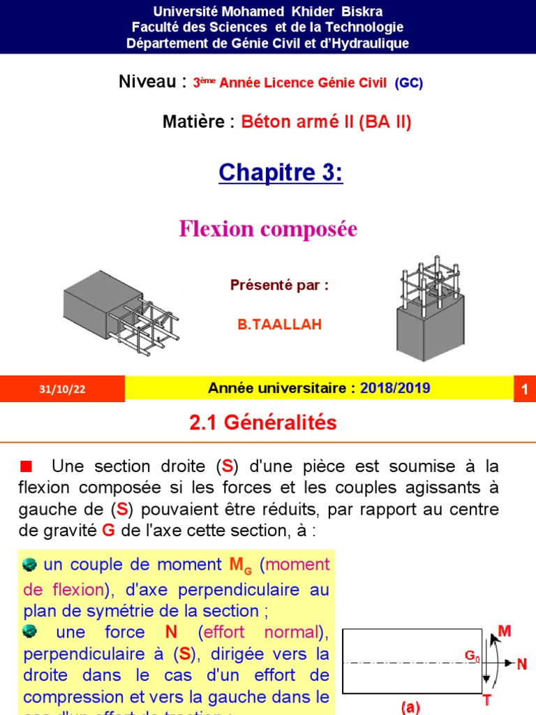 BA II - Chapitre 3 - Flexion Composée | PDF | Flexion (matériau ...